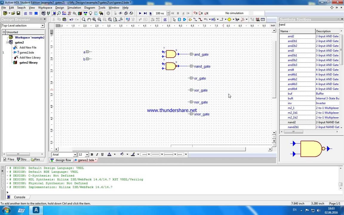 Aldec Design Entry - 2 Inputs and 6 Outputs - YouTube
