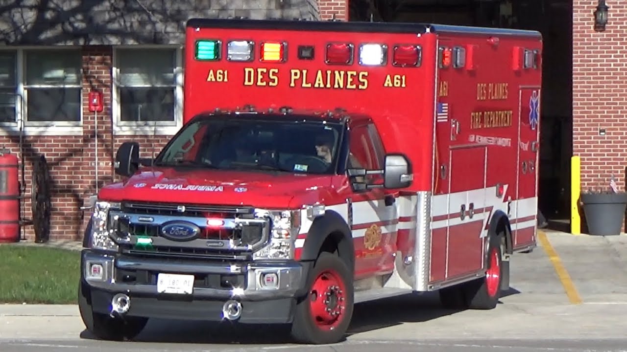 Des Plaines IL Fire Dept Ambulance 61 Responding 4x - YouTube