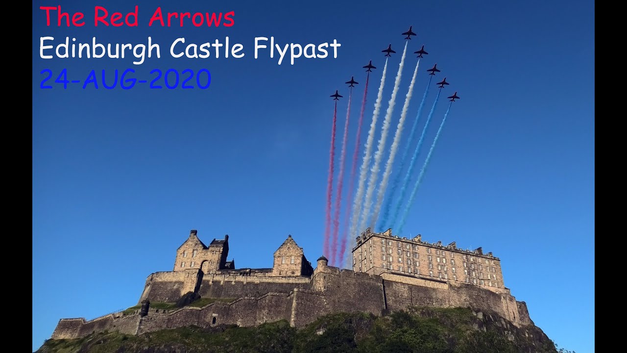 The Red Arrows - Edinburgh Castle Flypast 24-AUG-2020 [4K/UHD] - YouTube