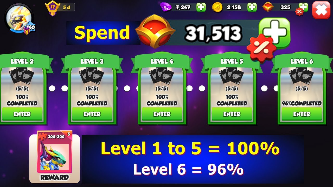 Spend 31k stones for complete level 1 to 5 Hundred Percent and 6 level ...