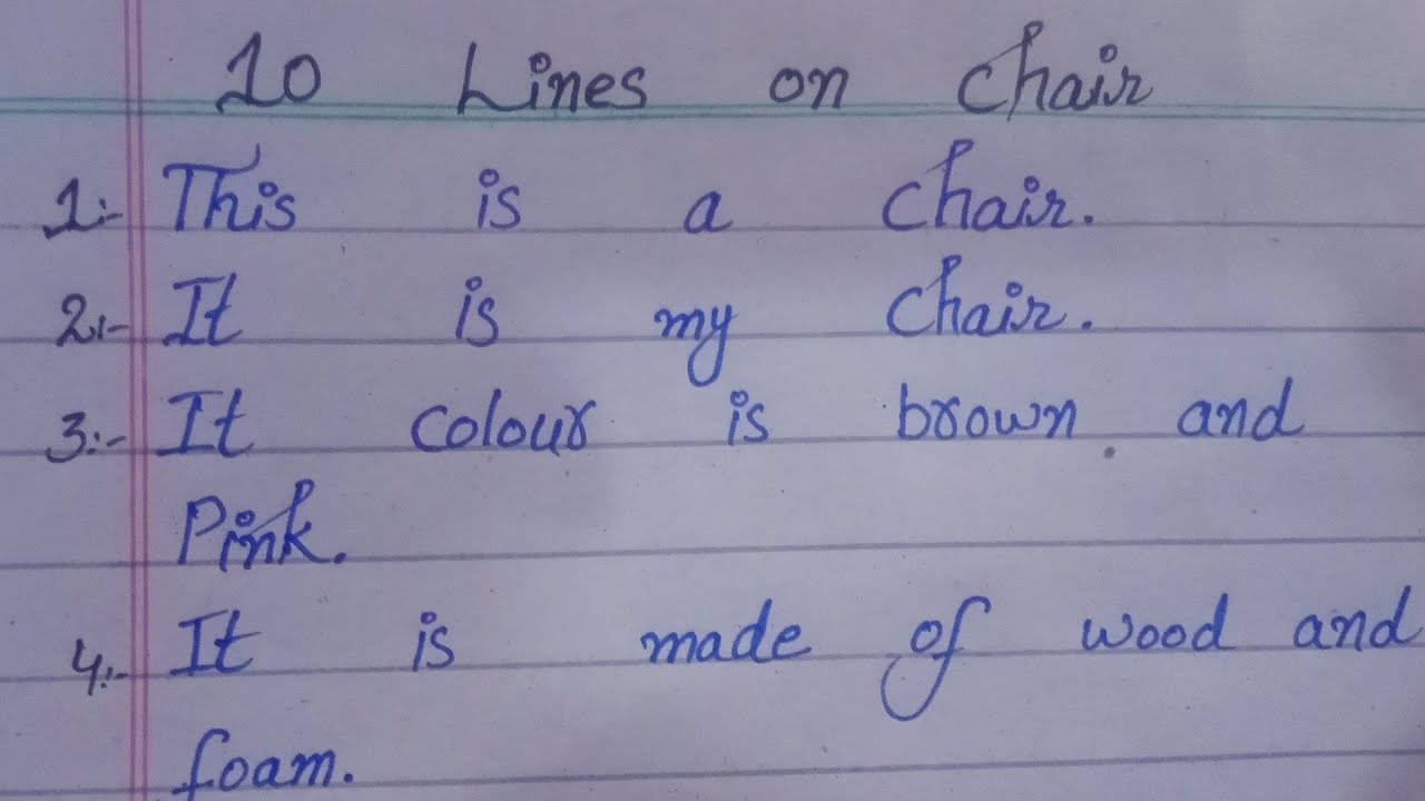 10 lines on Chair |essay on the chair |SR Handwriting - YouTube