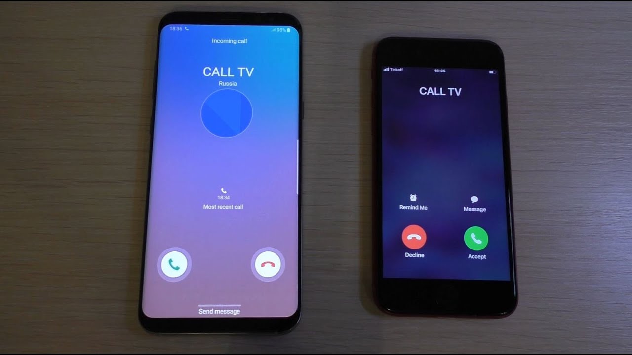 Samsung Galaxy S8+ & iPhone 8 Incoming Call - YouTube