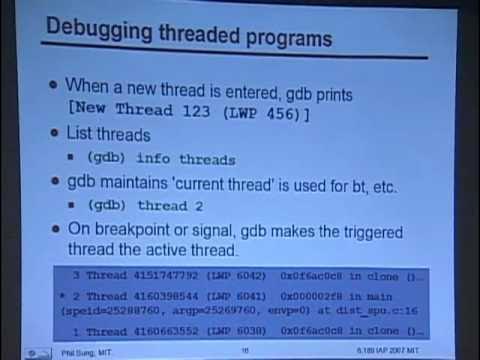 Recitation 4: Cell debugging tools | MIT 6.189 Multicore Programming Primer, IAP 2007 - YouTube
