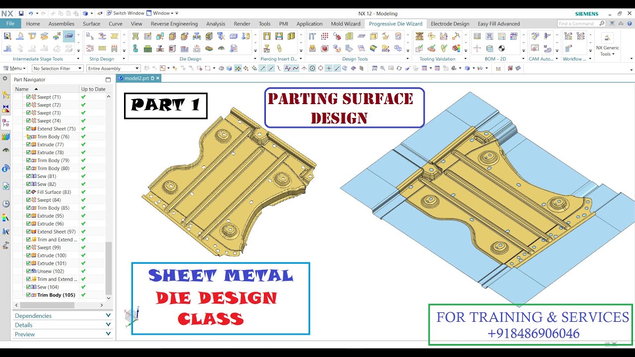 SHEETMETAL DIE DESIGN - HOW TO DESIGN/EXTRACT PARTING SURFACE, TOOL AND ...