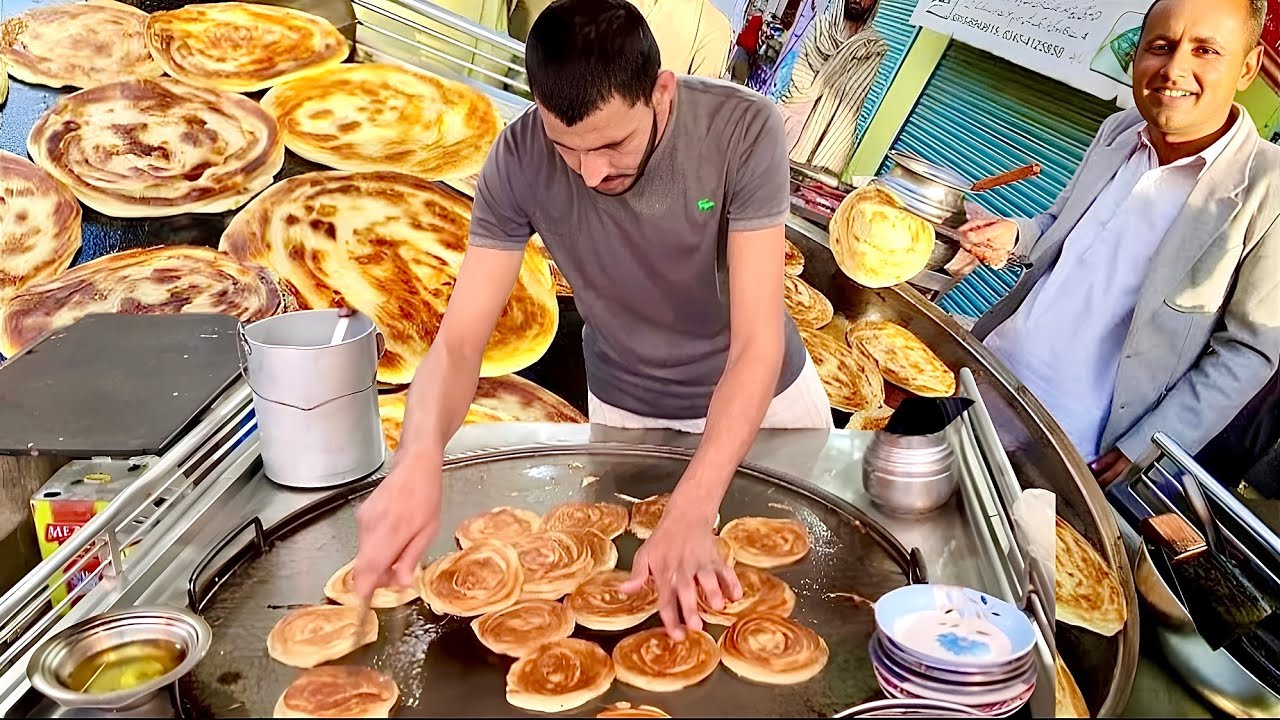 Never Seen Before Lacha Parahta Breakfast | Milk Tea Indian Breakfast ...