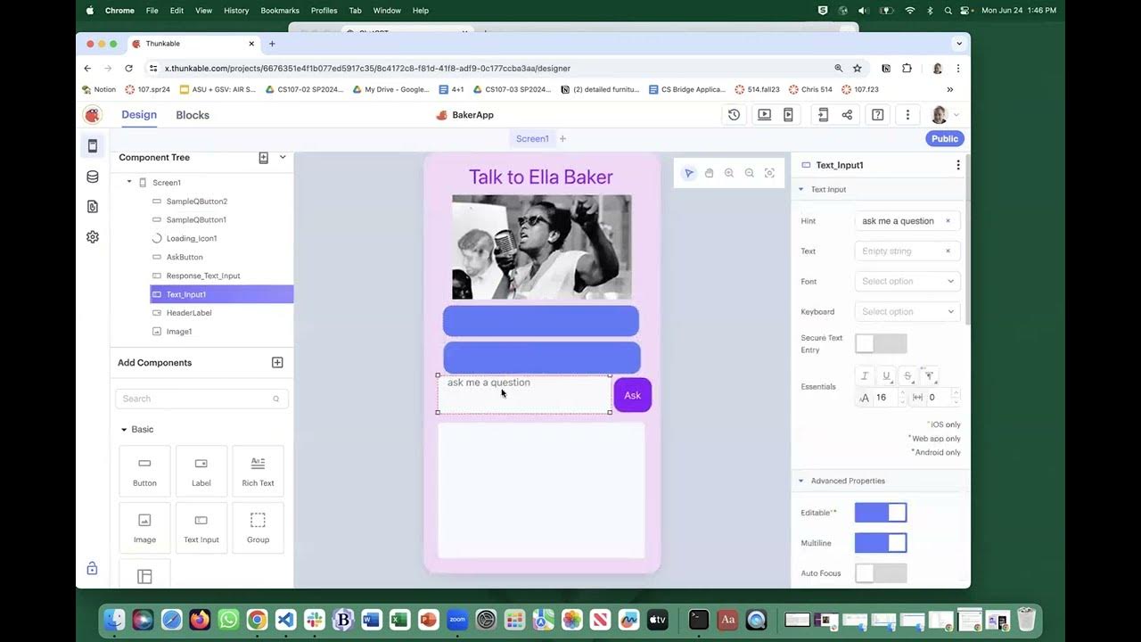 Part 2: Build an OpenAI "Talk with Ella Baker" app with Thunkable - YouTube