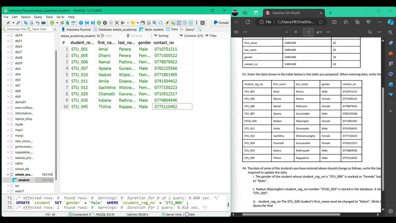 Data Base Task 06 |Write an Update Query Statement - YouTube