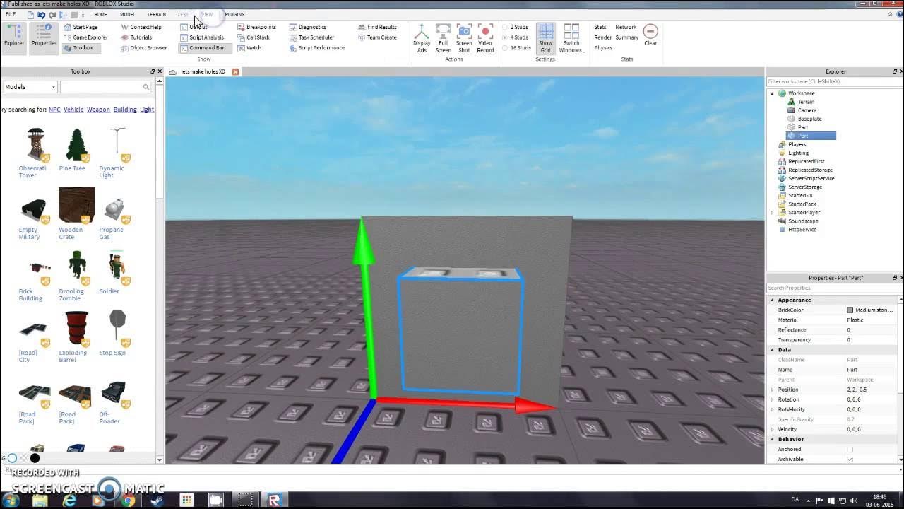 How to make a hole in a block/ROBLOX - YouTube