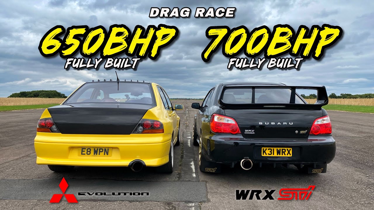 EVO vs STI.. 700HP SUBARU WRX STI vs 650HP MITSUBISHI EVO 8 - YouTube