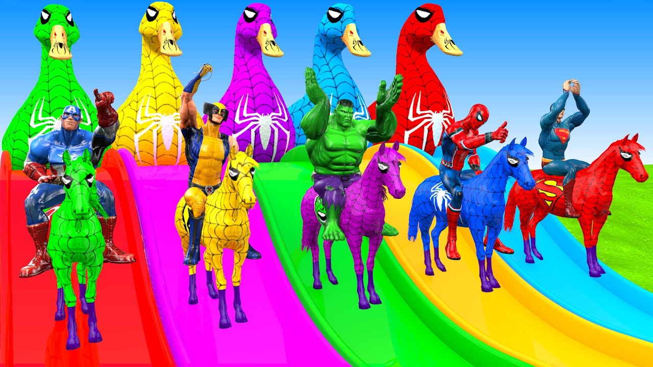 Long Slide Game With Cow Elephant Gorilla Hippopotamus Tiger-3d Animal ...