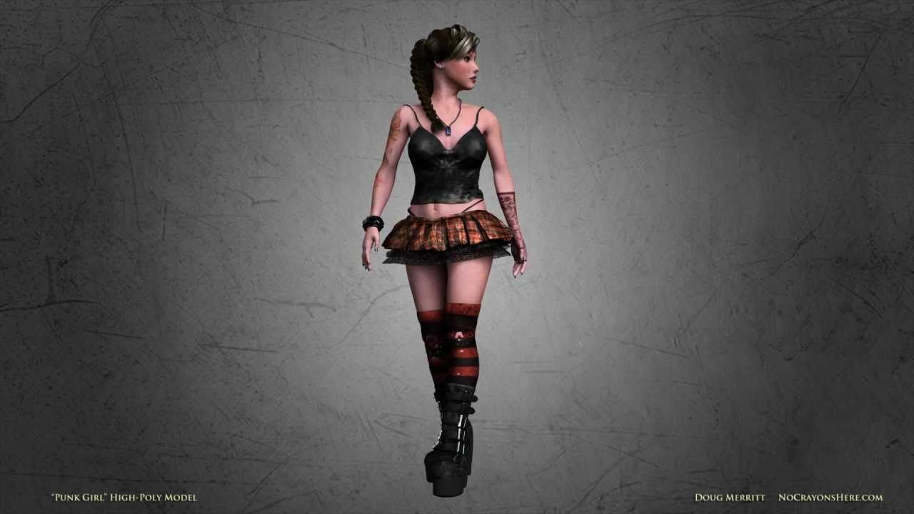 Punk Girl Character Model - YouTube
