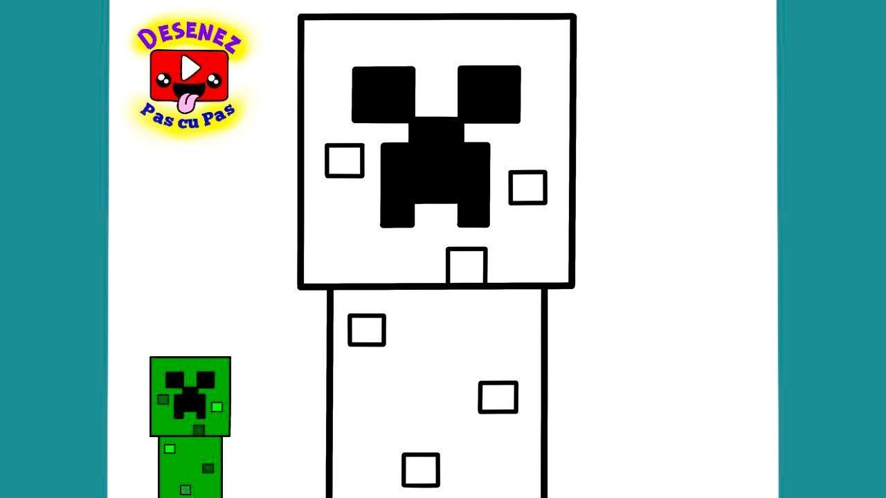 CREEPER din MINECRAFT de DESENAT SI COLORAT 🟩Cum se Deseneaza🟩 HOW TO ...