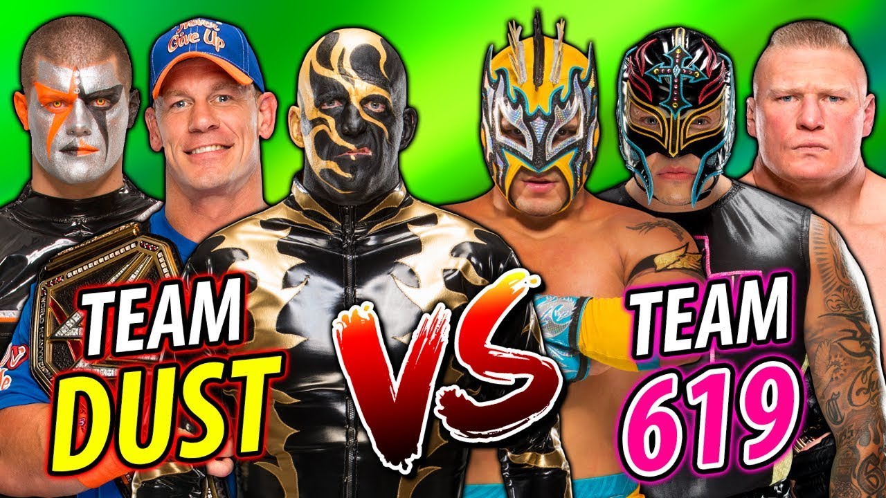 John Cena & Goldust & Stardust vs. Rey Mysterio & Brock Lesnar ...