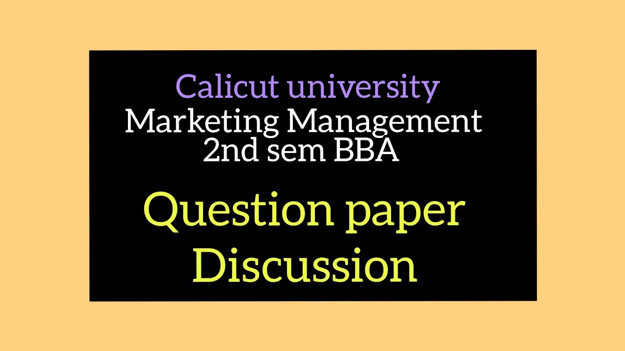 2nd Sem BBA / Marketing Management/ Question paper discussion - YouTube