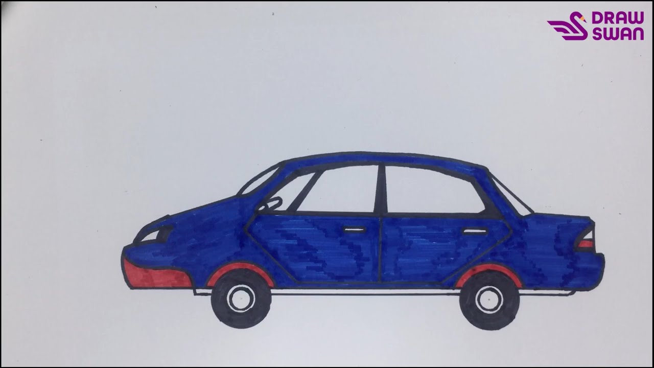 How to draw a blue car - YouTube