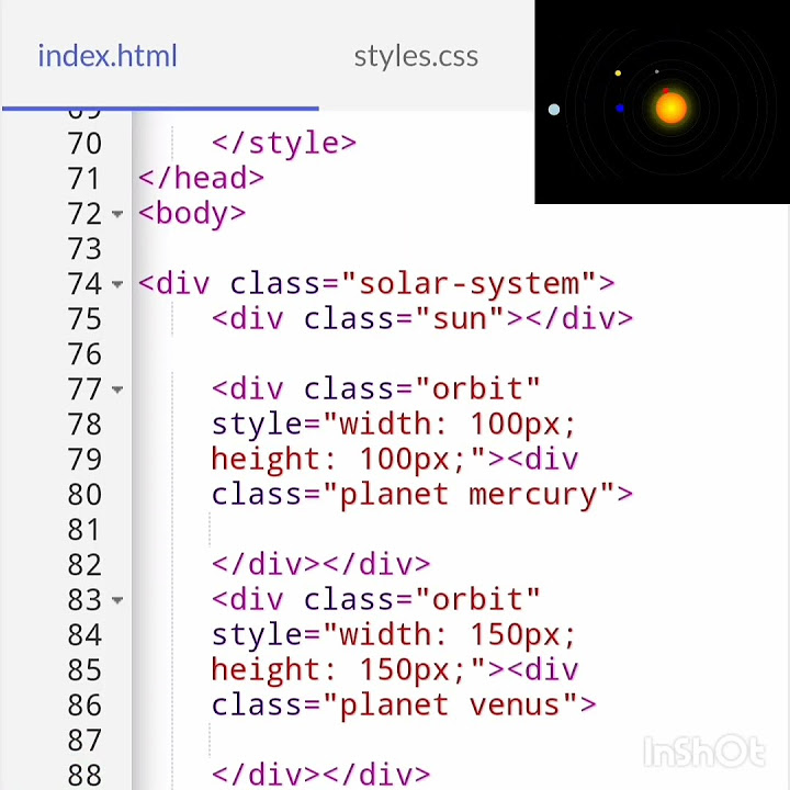 Solar system animation using html css javascript - YouTube