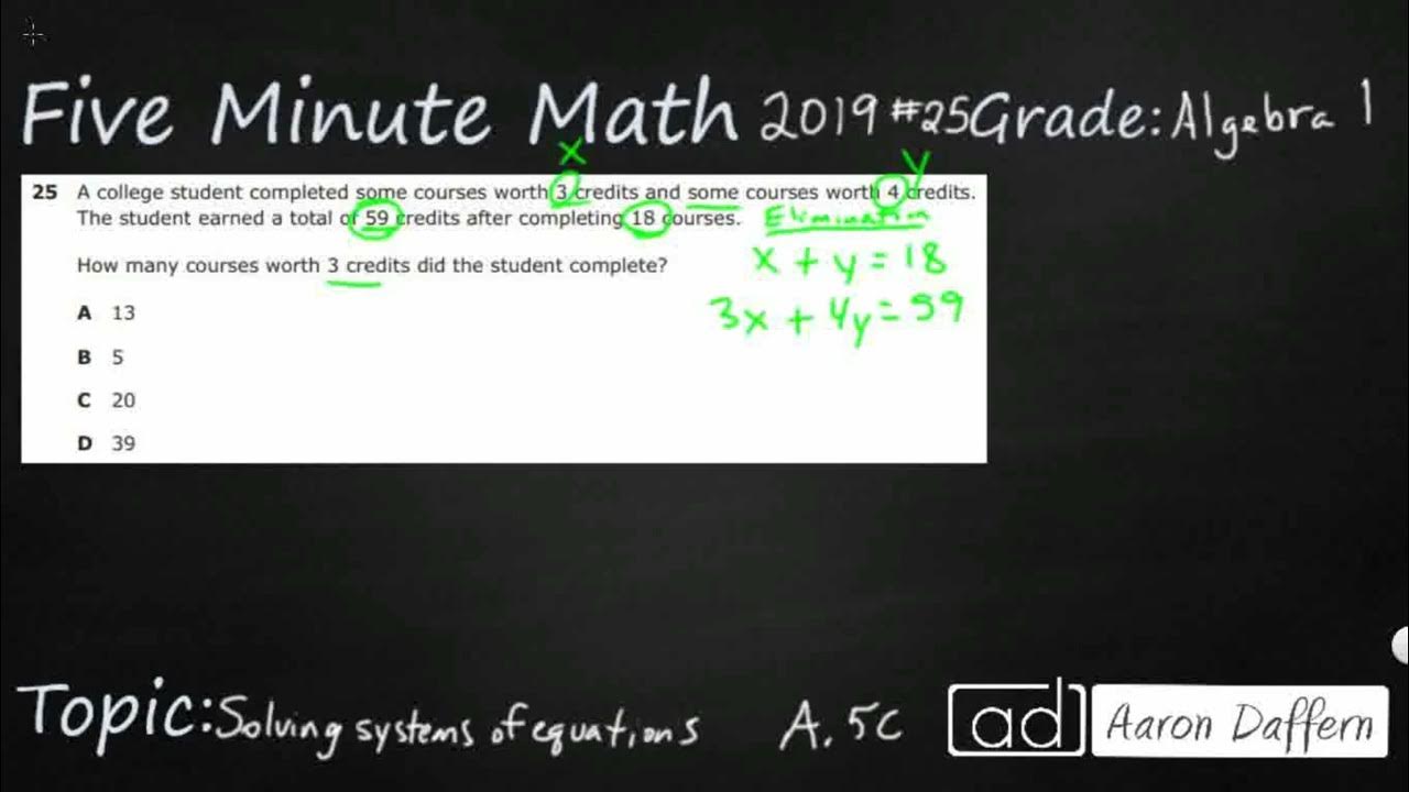 Algebra 1 STAAR Practice Solving Systems of Equations (A.5C - #7) - YouTube