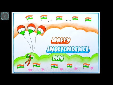 Independence Day Drawing || How to Write Independence Day in Bubble ...