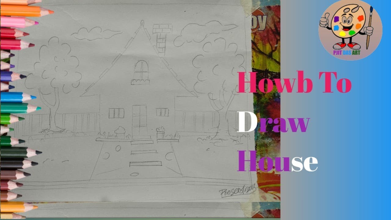 How to draw house step by step drawing @prosenjitdasart) - YouTube