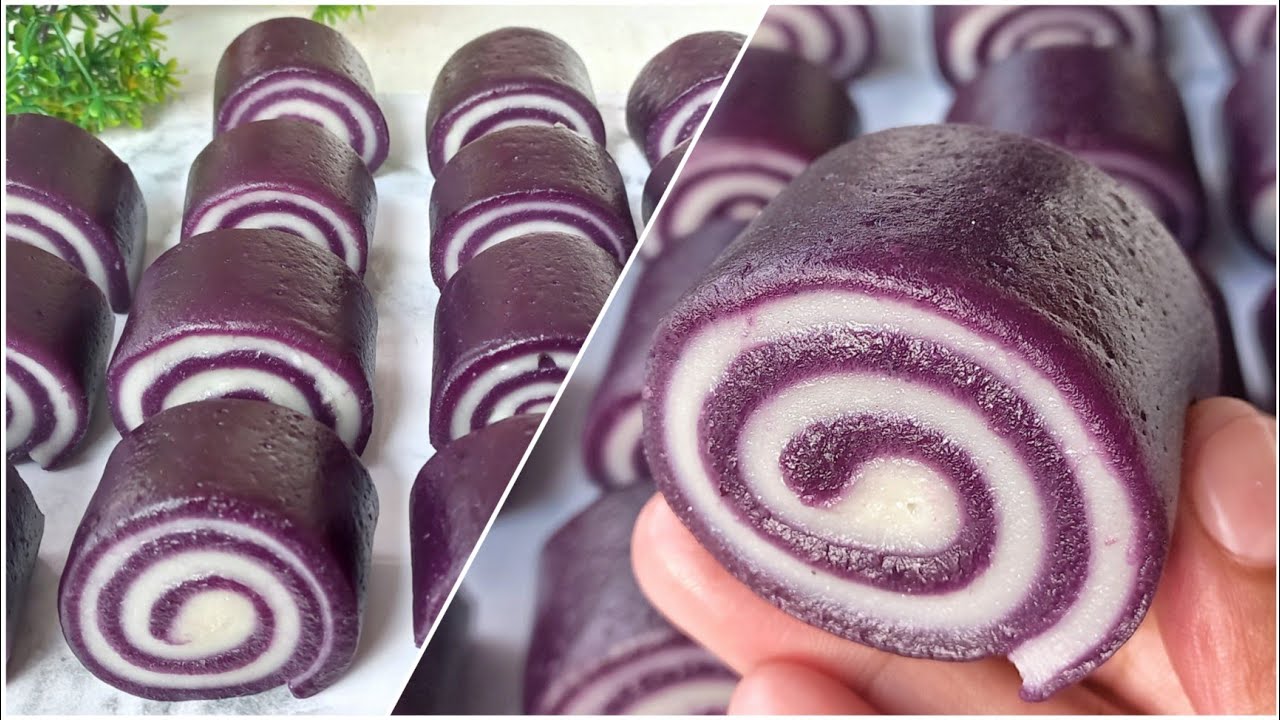 1 buah Ubi ungu bisa jadi kue secantik ini, Buatnya mudah, rasanya enak ...