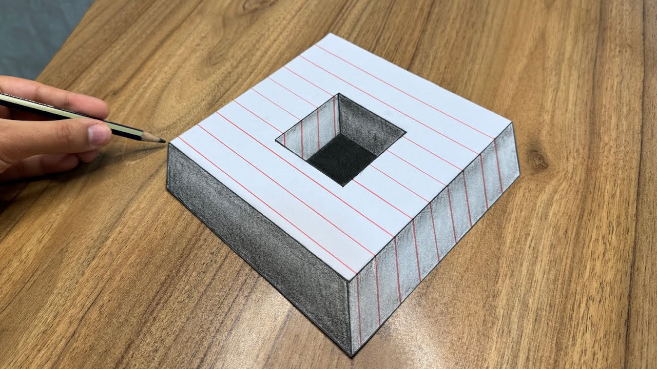 easy 3d drawing : easy 3d drawing on paper for beginner - YouTube