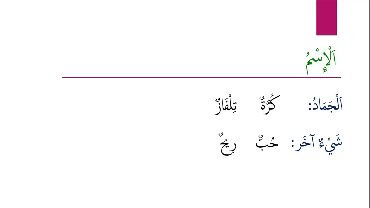 Arabic Grammar Lesson 2 - Words and its types - YouTube