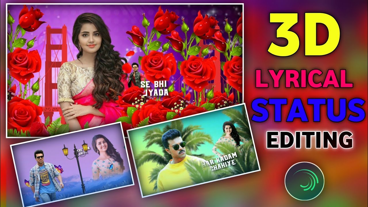 3d beautiful Lyrical status video editing 3d video editing alight ...
