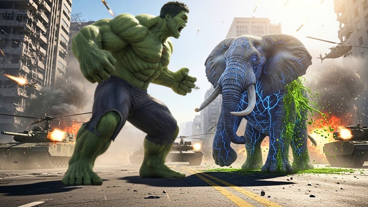 Giant Elephant Rampage! Hulk & Army Unite – Ultimate Monster Fight ...