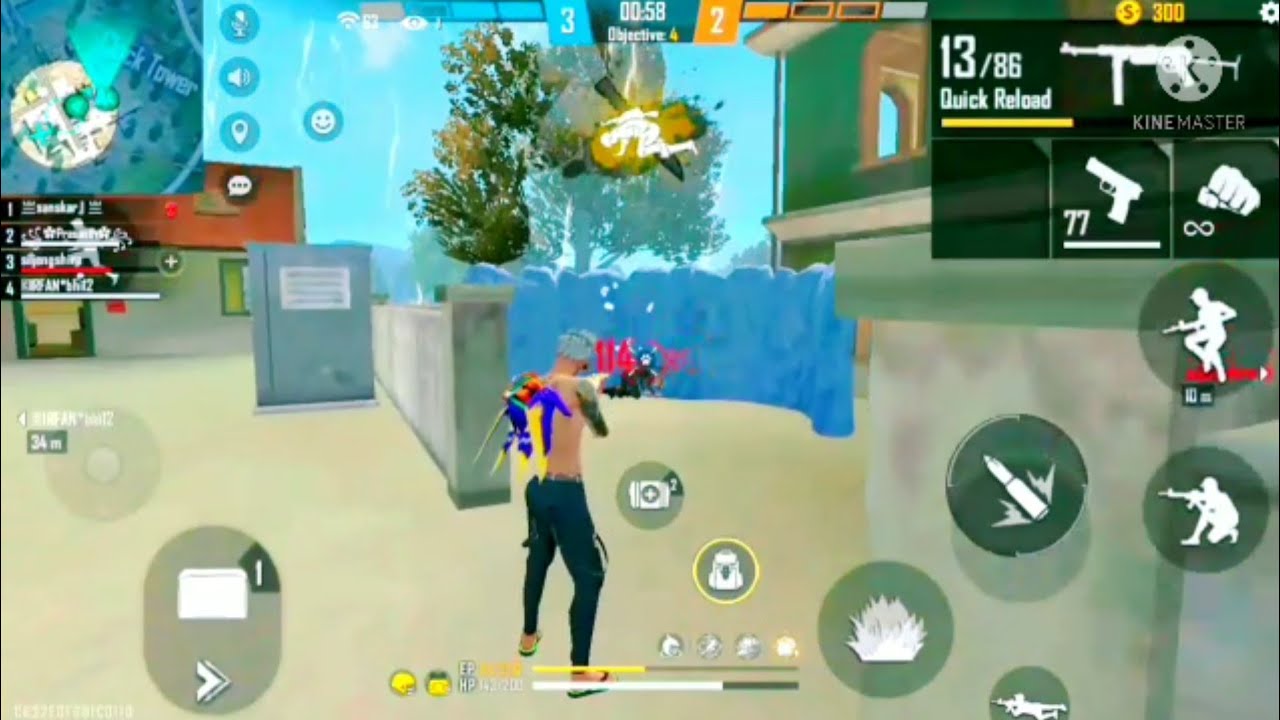 free fire 1vs4 gameplay - YouTube
