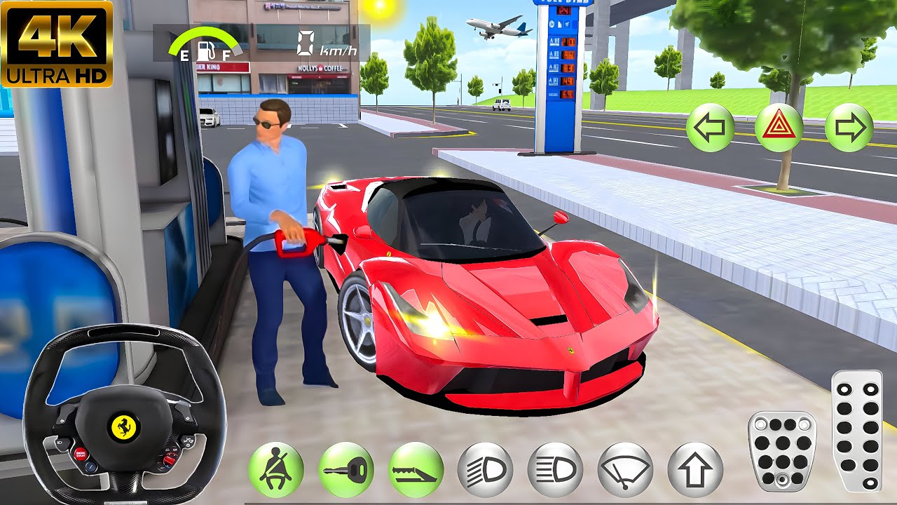 Red Ferrari Car City Road Gas Station Driving Gameplay - 3D Driving ...
