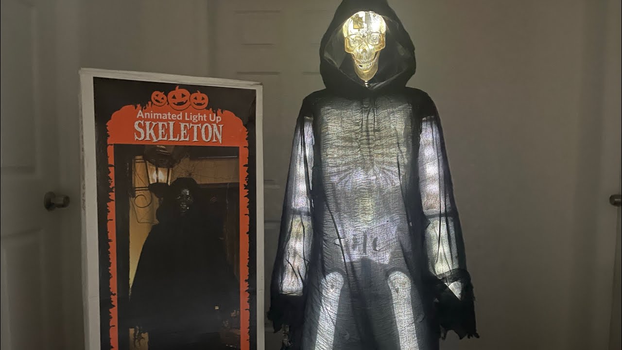 Halloween animated light up skeleton by magic power - YouTube