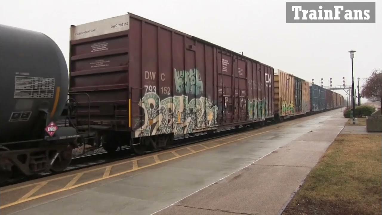 CN M396 Manifest Train CN 5785 & CN 2508 Locomotives With A Few Big CATS Sarnia Ontario - YouTube