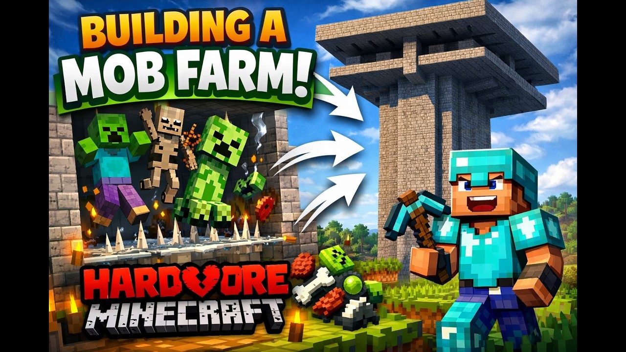 Building a Mob Farm on hardcore Minecraft Day 175/1000 - YouTube