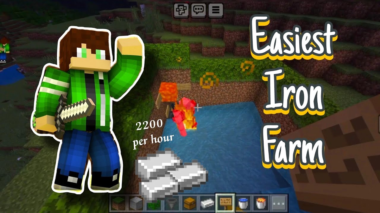 How to make easiest Iron Farm in 10 minutes in Minecraft pe pocket ...