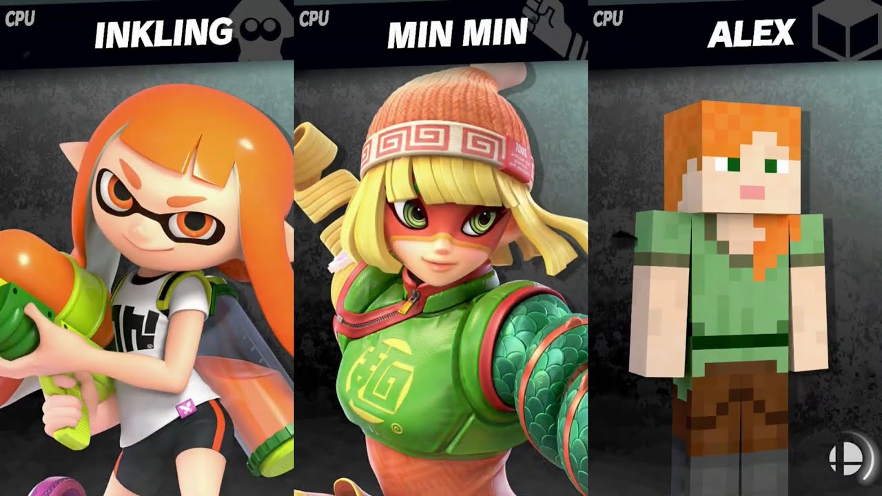 Super Smash Bros. Ultimate - Inkling vs Min Min vs Alex - YouTube
