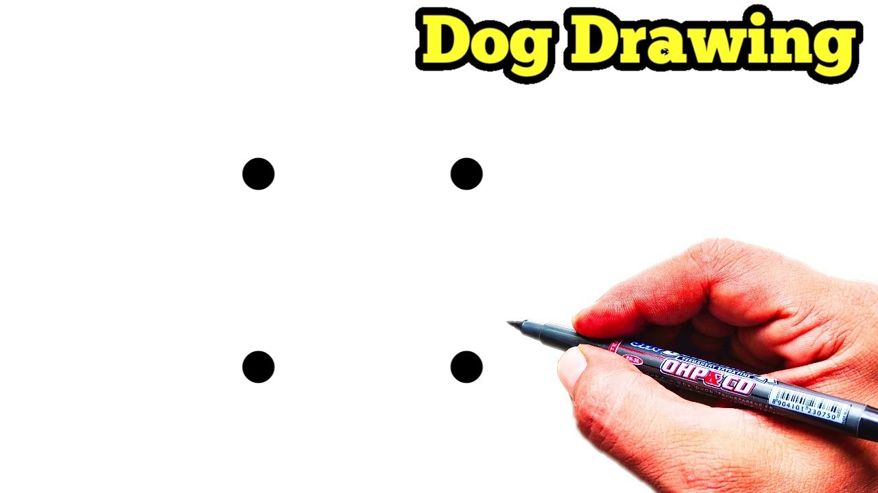 How to Draw Dog From 4Dots| Easy Dog Drawing | Dots Drawing | Dog - YouTube