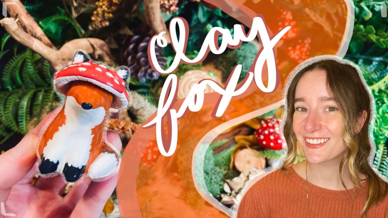 Making a Mushroom Fox and Mossy Stump with Air Dry Clay - YouTube
