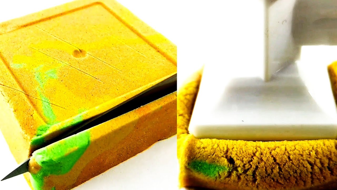 reversed Asmr Satisfying sound Cutting Kinetic Sand - YouTube