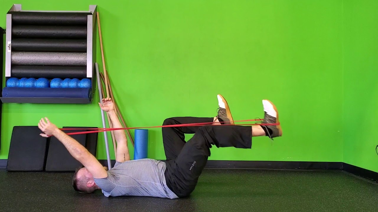 Unity Fitness - Resistance Band Dead Bug 5 (unilateral) - YouTube