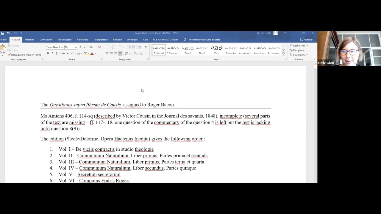 Dr Odile Gilon (Université libre de Bruxelles): Roger Bacon on ...