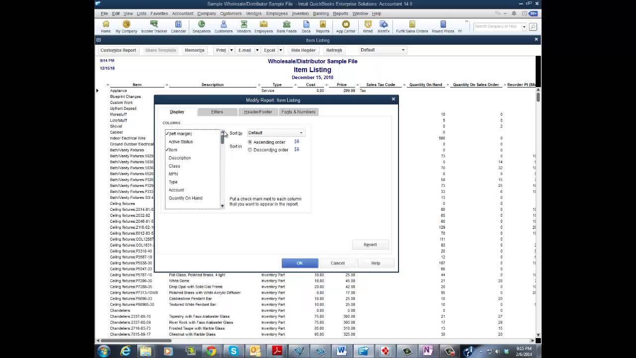 QB Inventory Matching the Inventory Balance to Reports - YouTube