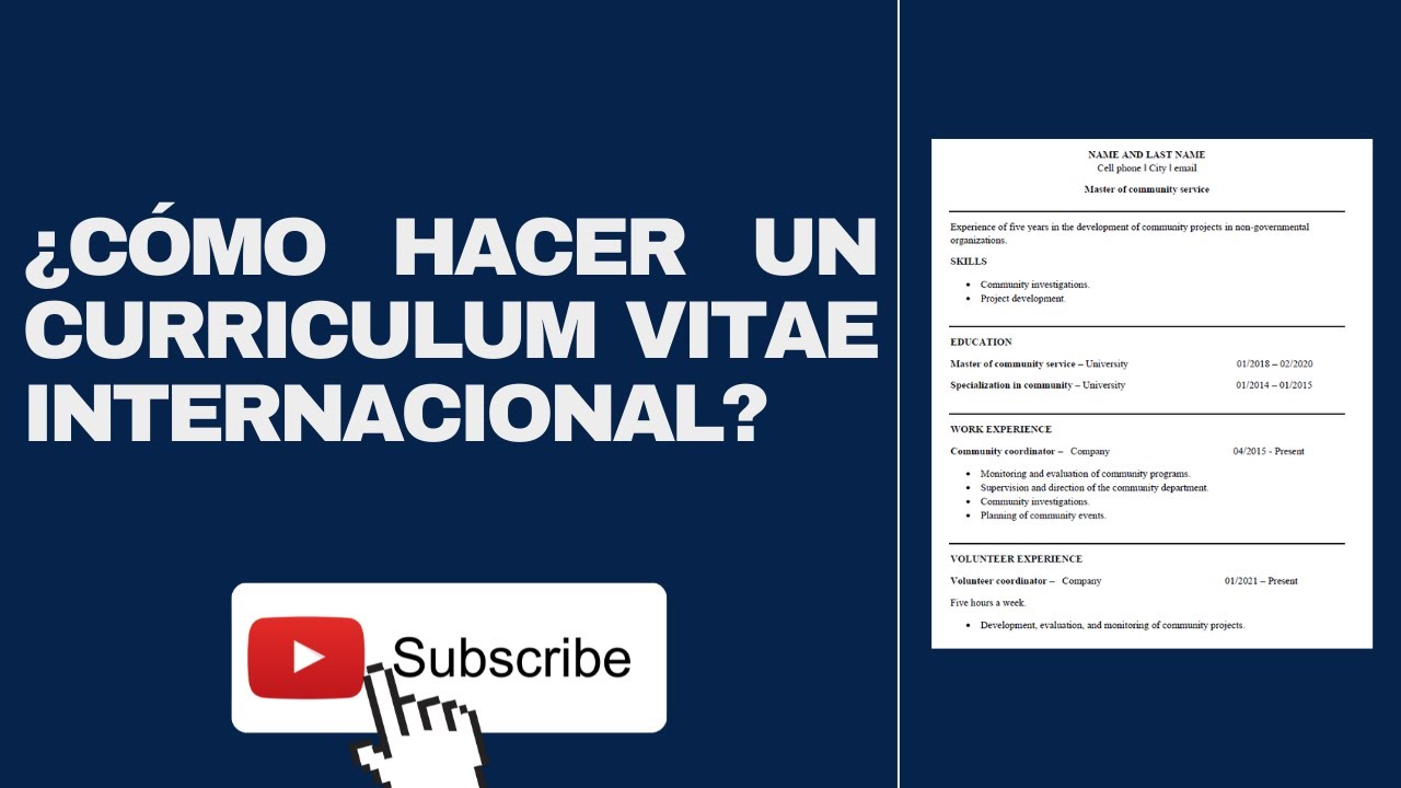 CURRICULUM VITAE Internacional - YouTube