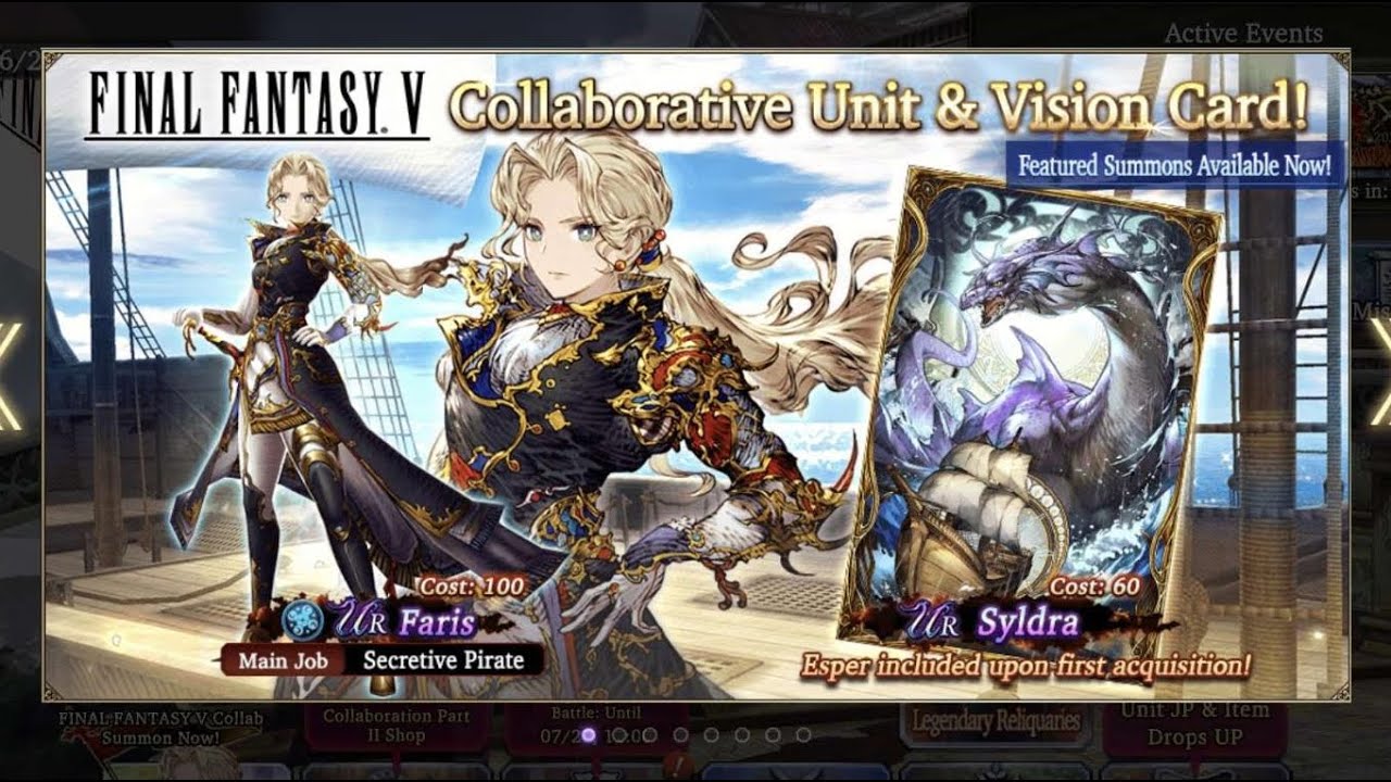 WOTV FFBE Final Fantasy V Collab PULLS part 2 for Faris! - YouTube