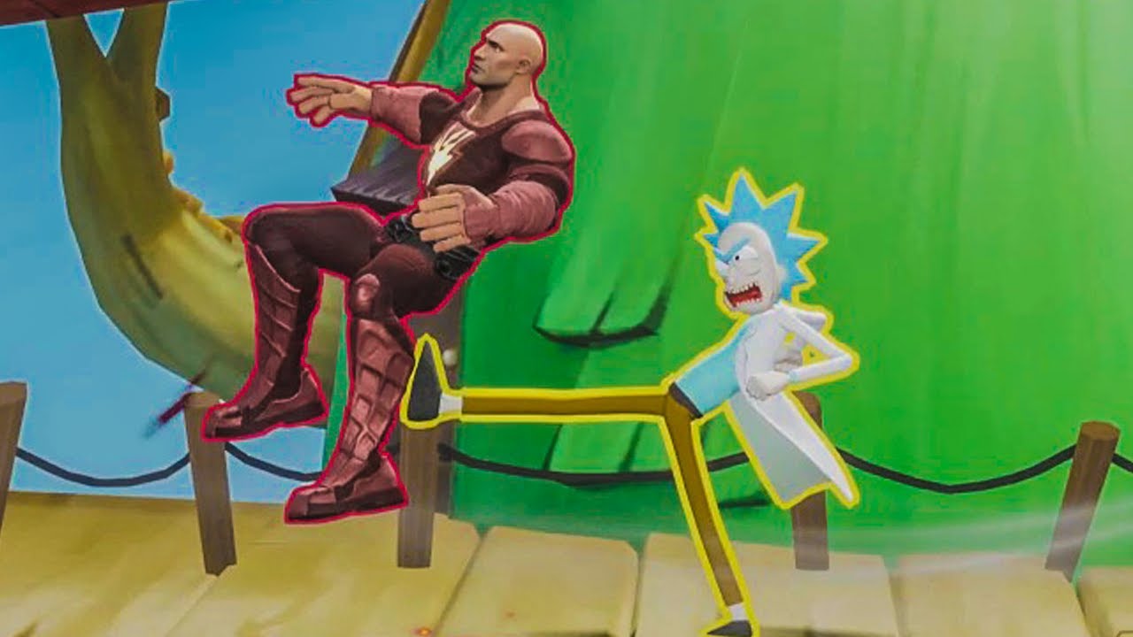 The Man in Black (Black Adam) vs Rick Fight - MultiVersus HD - YouTube