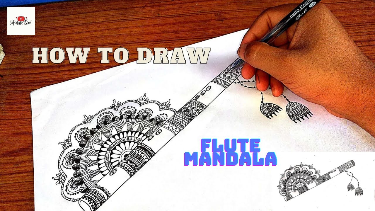 Flute Mandala Art for Beginners | Easy Mandala Art | Step by Step ...