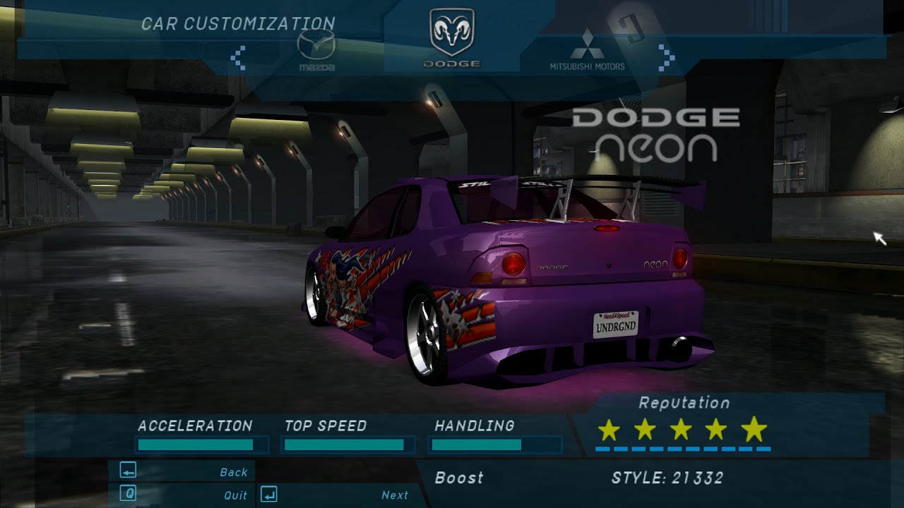 NFS Underground Overtune: Dodge Neon '99 - YouTube