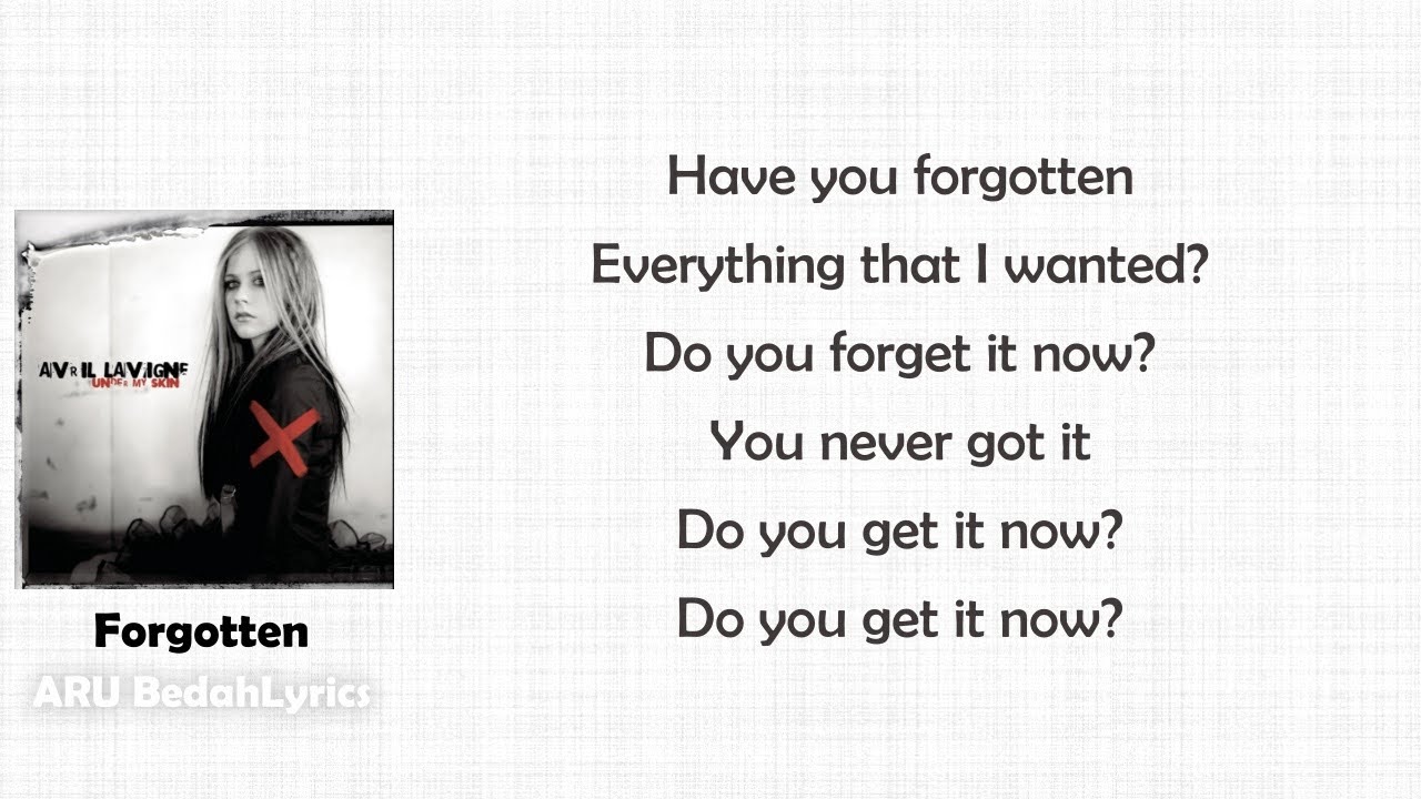 Avril Lavigne - Forgotten (Lyric Video) - YouTube