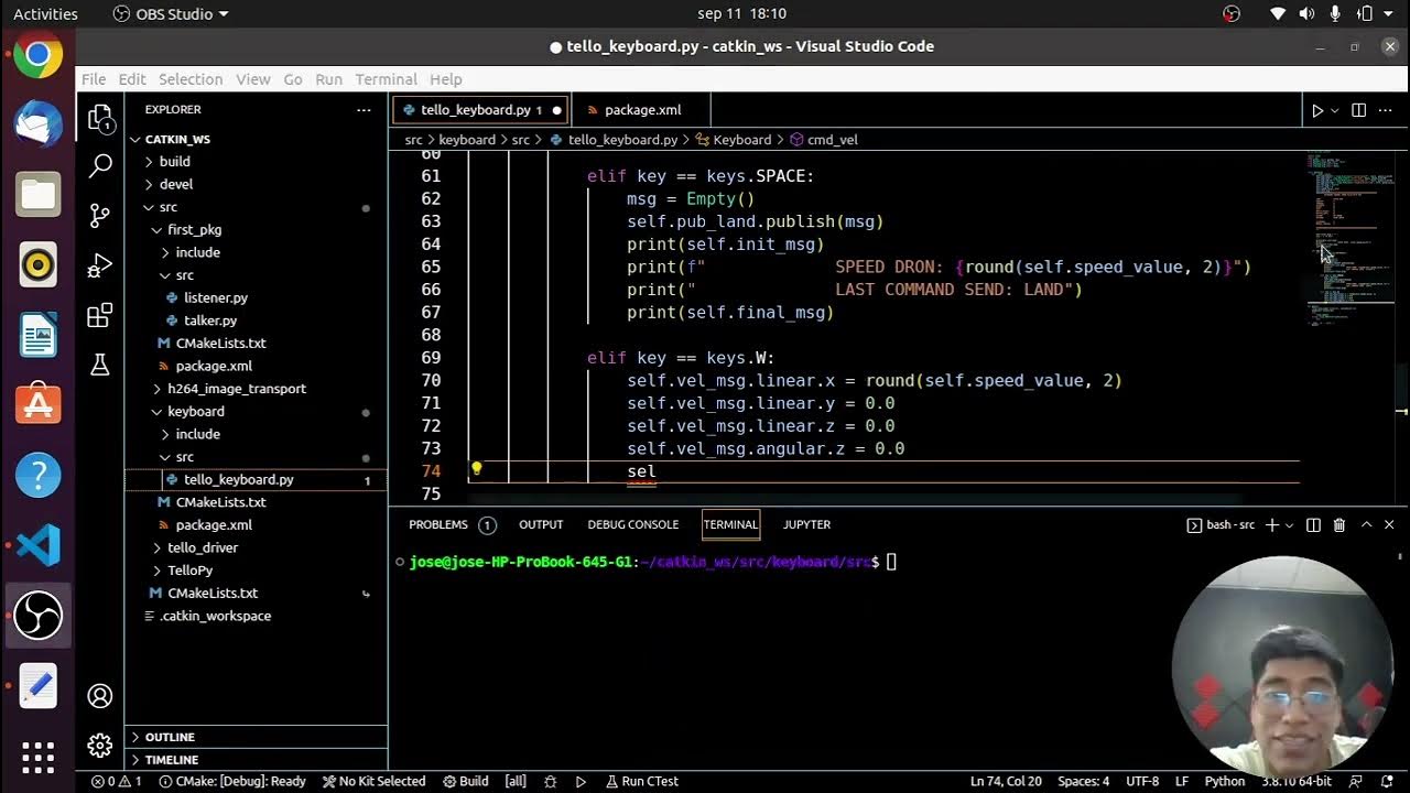 Control keyboard para Tello con ROS y Python parte 6 - YouTube