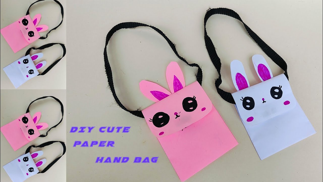 DIY paper hand bag/how to make cute hand bag/school craft idea/DIY mini ...
