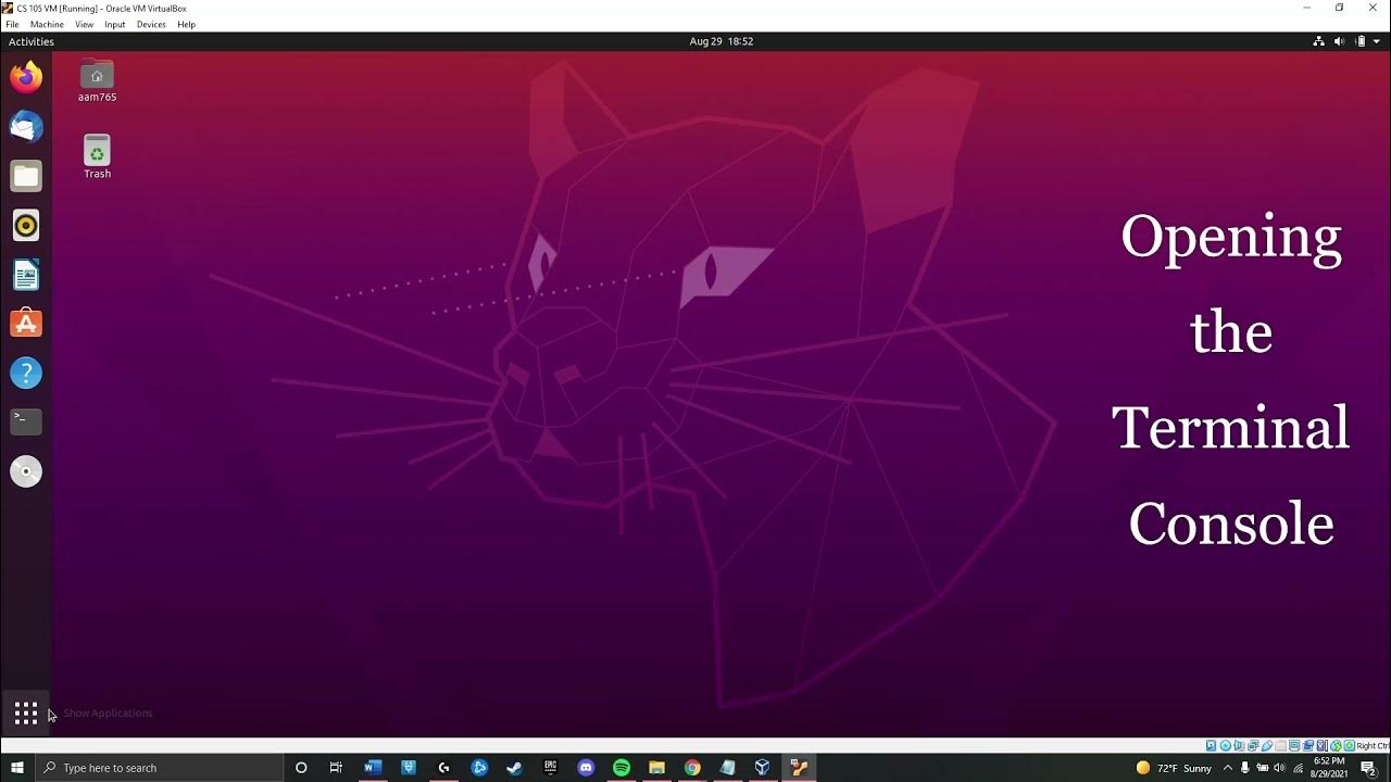 CS 105 Assignment 1: How to open Ubuntu Virtual Machine, terminal ...